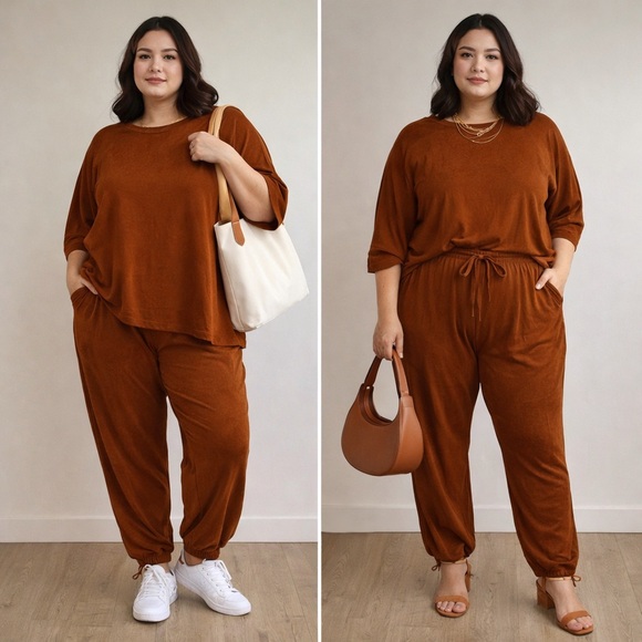 easel | Pants & Jumpsuits | Easel Rust Brown 2piece Pant Set 3013 ...